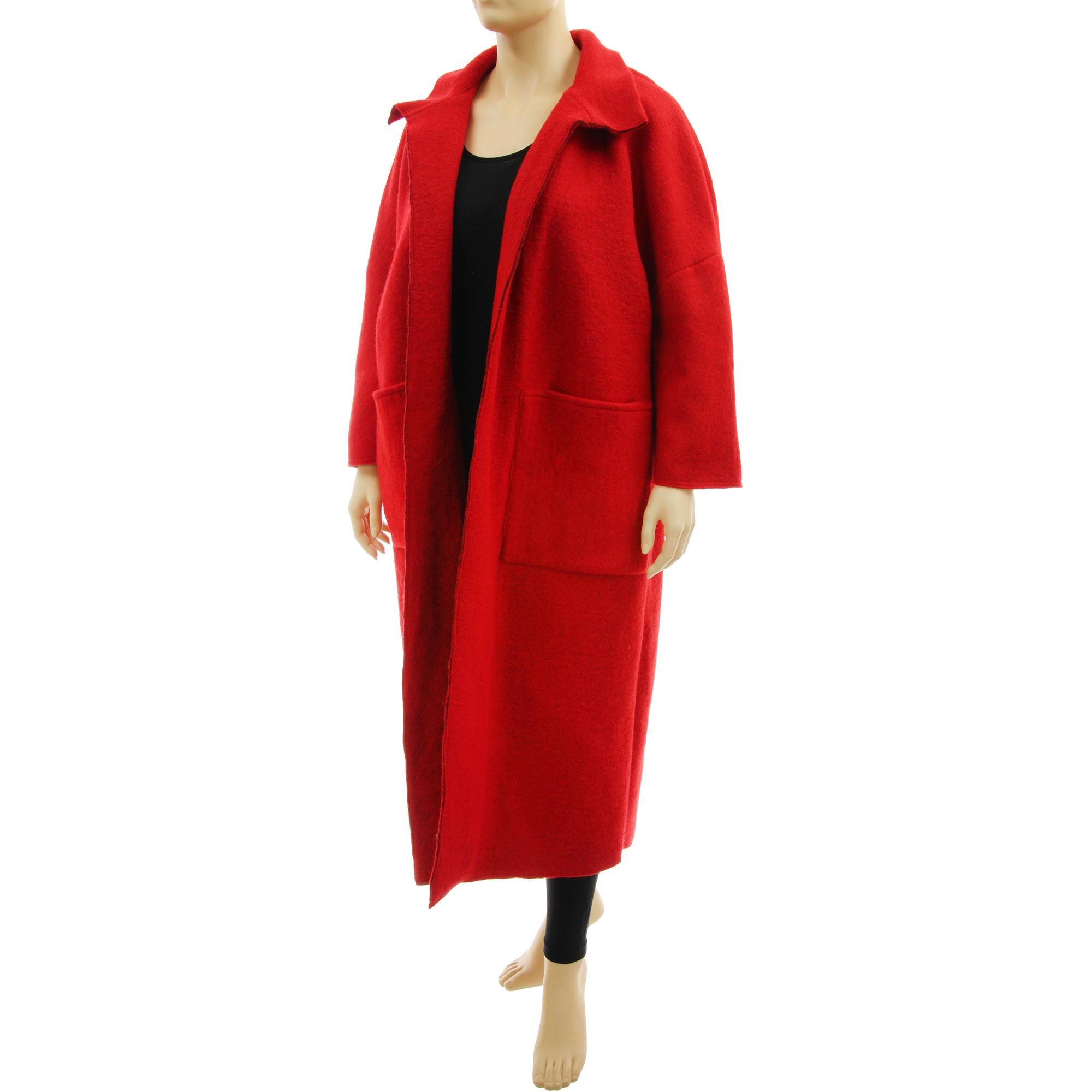 Maxi Plus Size Red Wool Coat Duster, Fall Winter Spring Long Boiled ...