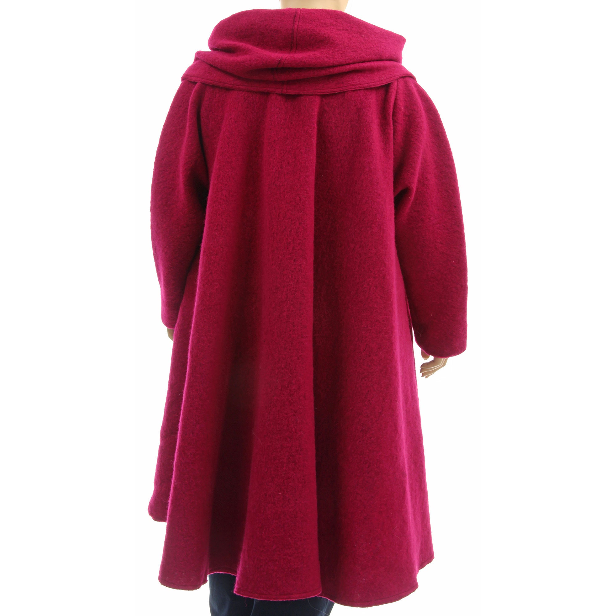 Magenta Wool Swing Coat, Fall Winter Purple Pink Coat With Separate ...