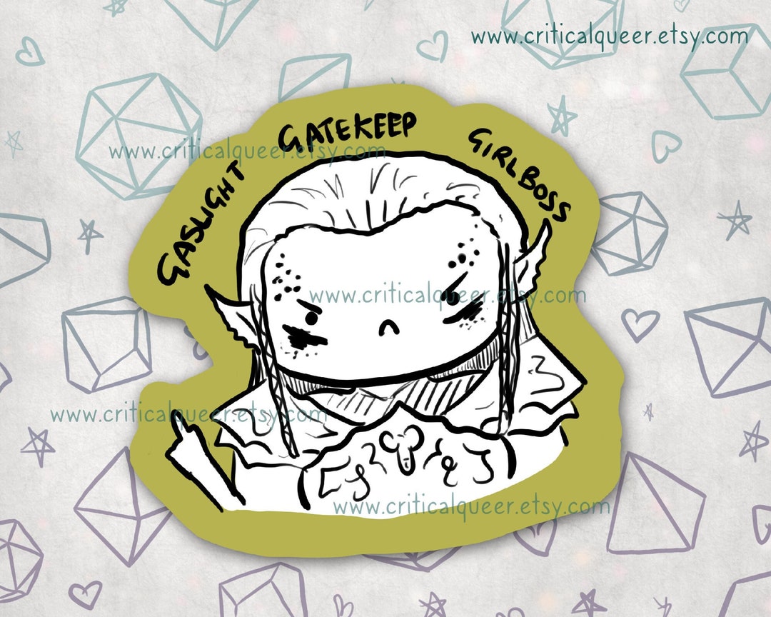 Laezel 'gaslight, Gatekeep, Girlboss' Sticker, BG3 Sticker, Baldurs ...