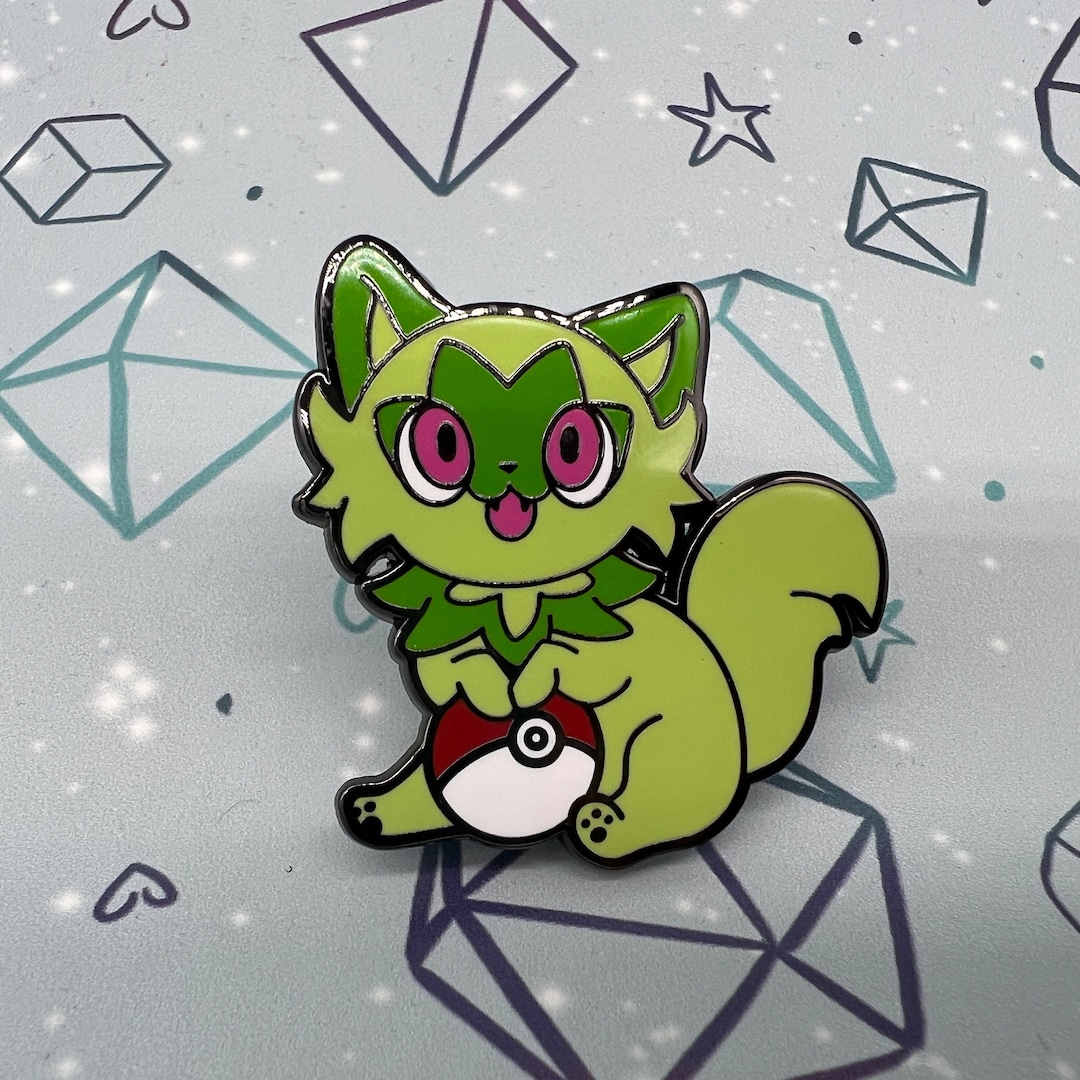 Adorable Sprigatito Weedcat Pokemon Pin, Sprigatito Enamel Pin, Spriggy ...