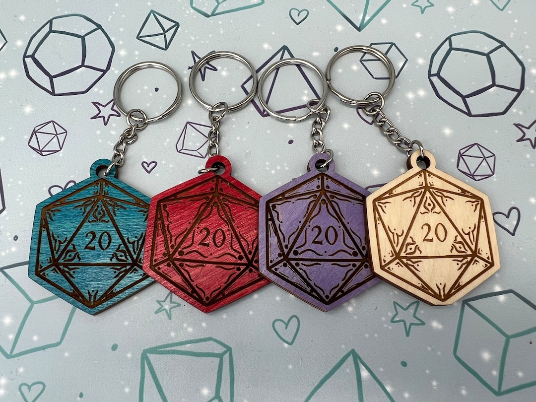 Engraved D20 Dungeons and Dragons Keyring, Dnd, Dice Keyring, D20 ...