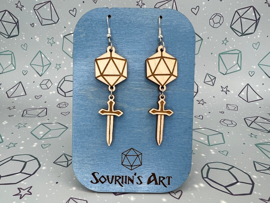 D20 Earrings, Dungeons and Dragons, Dice Earrings, Dnd Jewellery ...