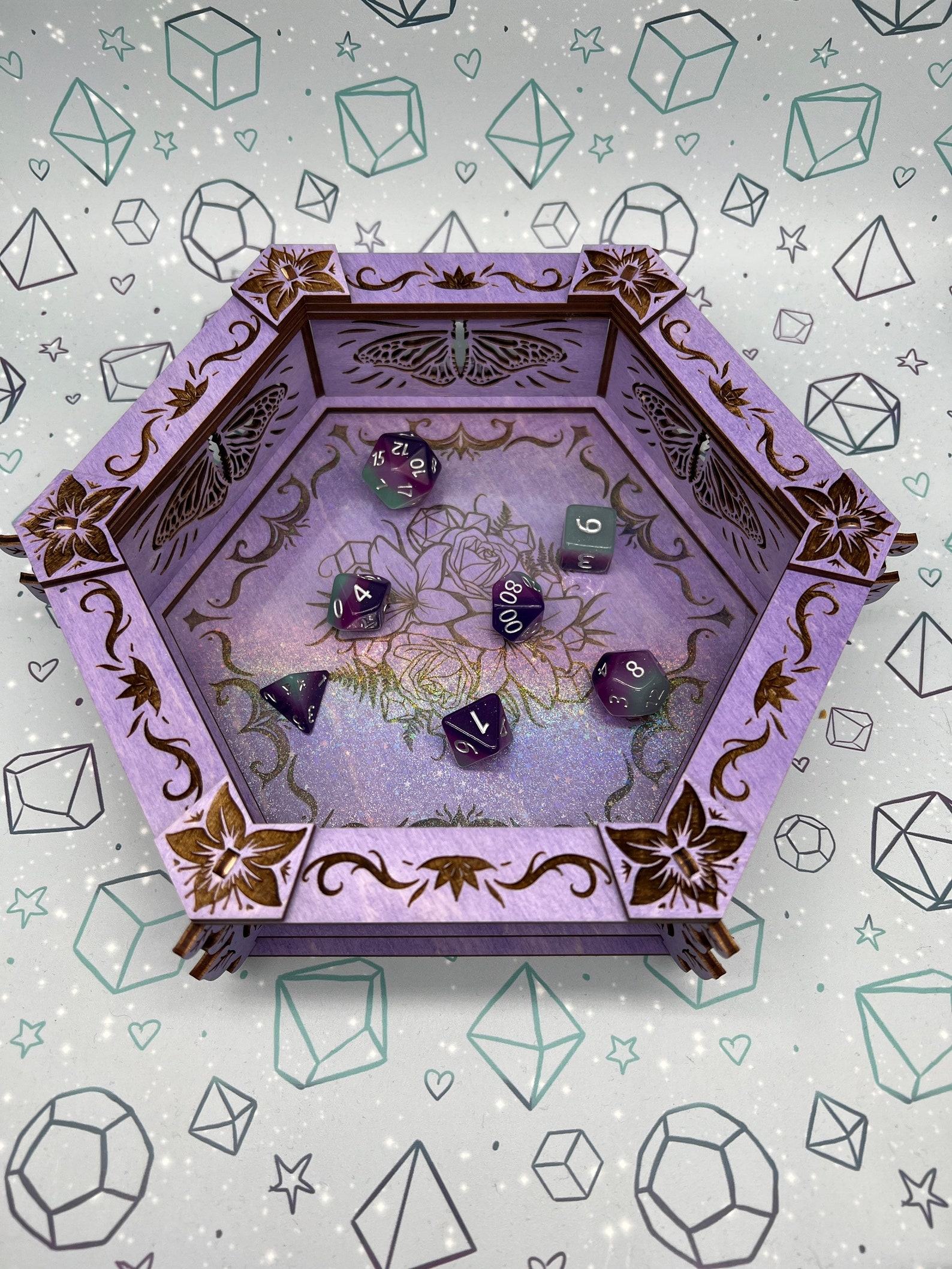 Custom Colour Fae Court Dice Tray, Dungeons and Dragons Dice Tray, Wild ...
