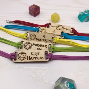 Dungeons and Dragons Wooden Charm Bracelet, Customisable Bracelet, Gift ...