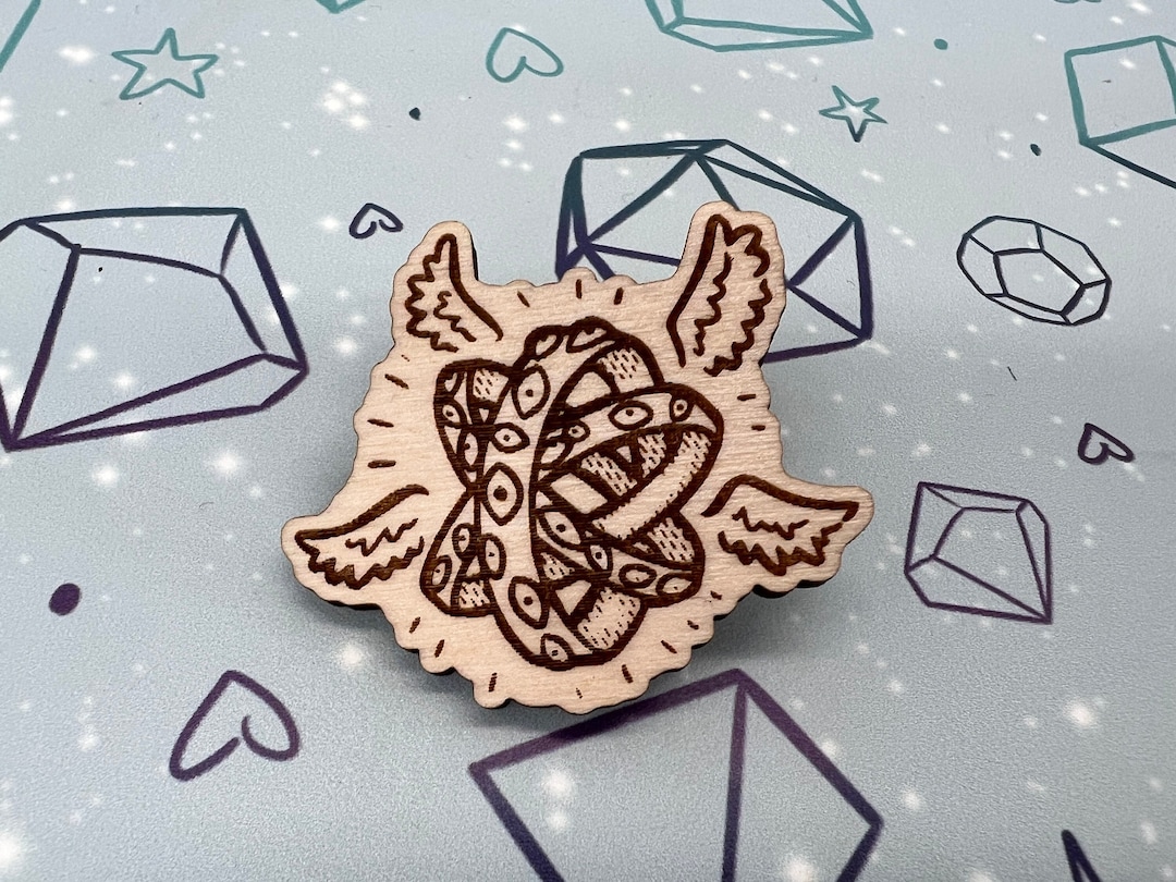 Biblically Accurate Angel Pin, Angel Pin Badge, Seraphim Pin, Wooden ...