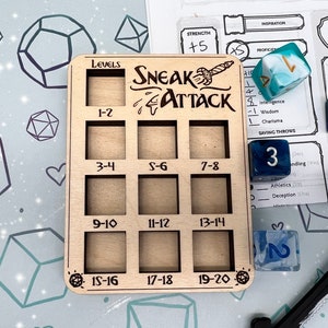 Wooden Rogue Sneak Attack Tracker, Dungeons and Dragons, Dnd Tracker ...