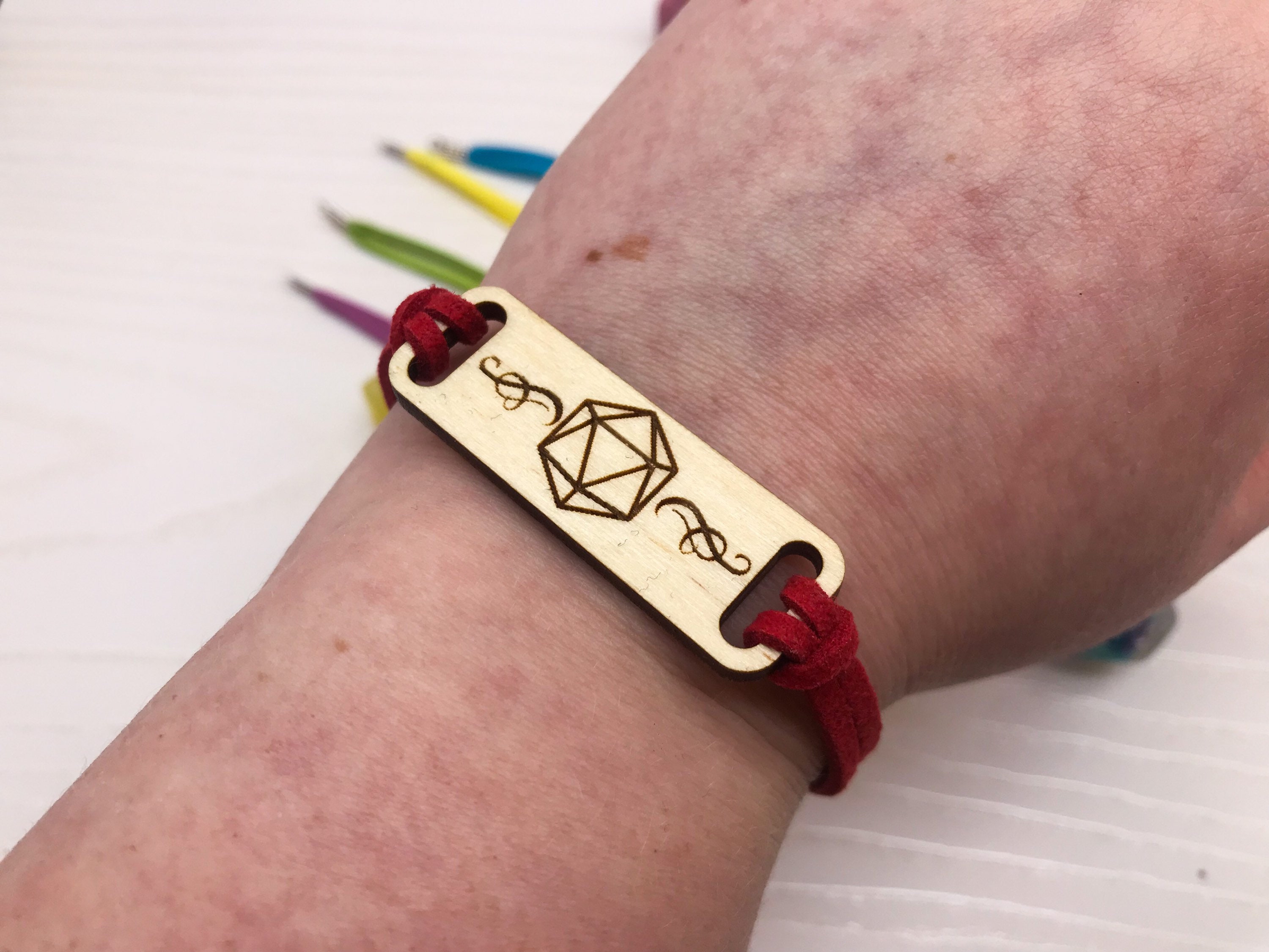 Dungeons and Dragons Wooden Charm Bracelet Customisable - Etsy UK