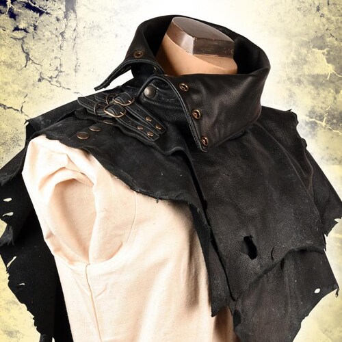 Hunter's High Collar Black Leather Accessory for LARP - Etsy