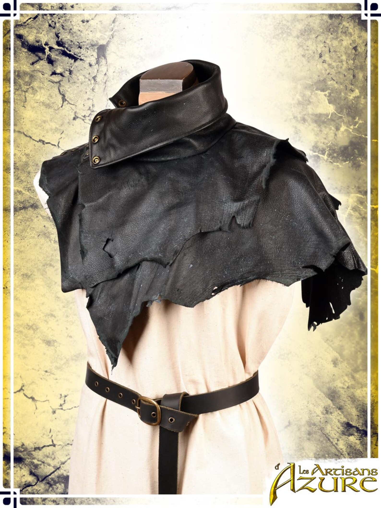 Hunter's High Collar Black Leather Accessory for LARP and Cosplay - Etsy