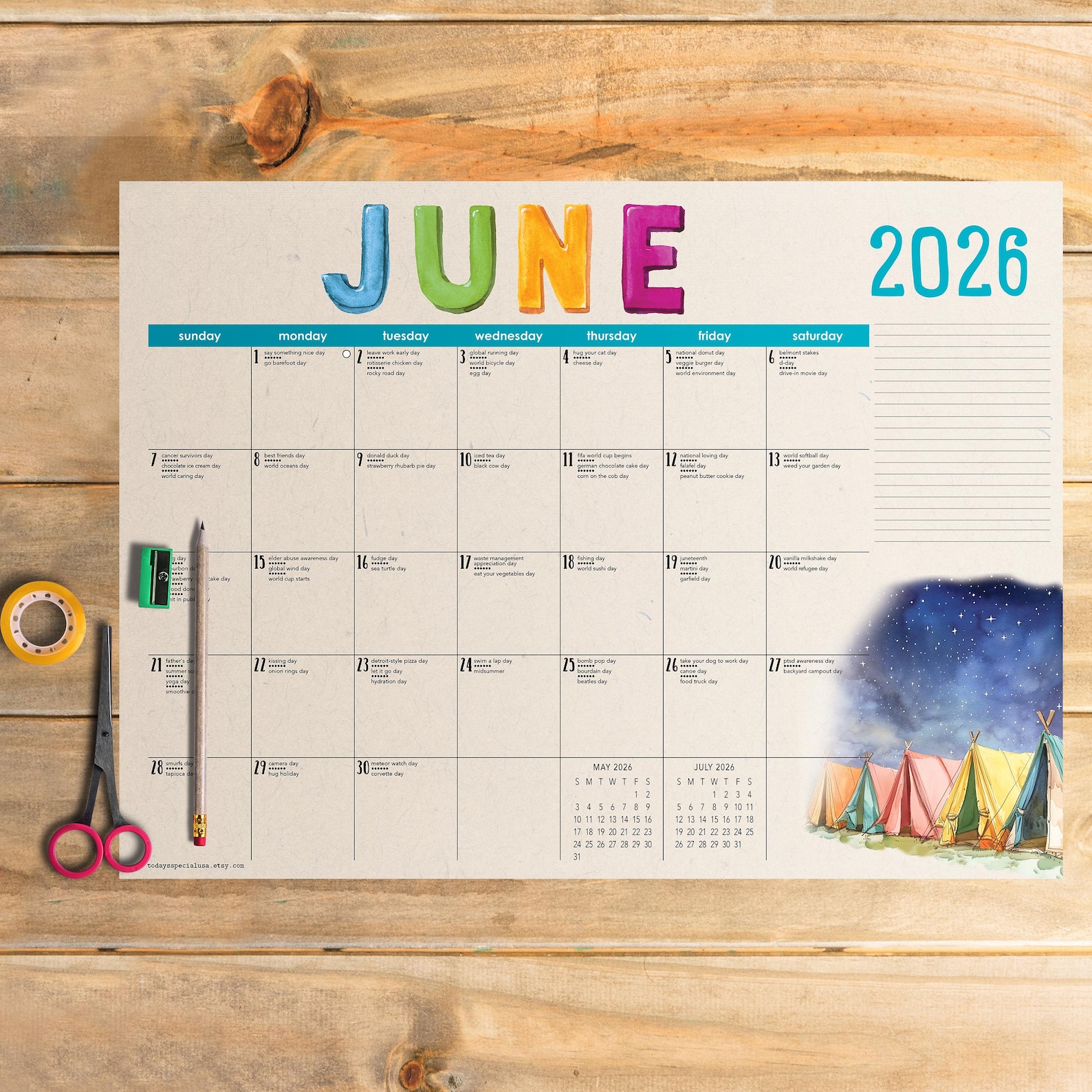 2026 XL Wall Calendar: Unbound Poster, Fun Artwork (23x17) - Etsy