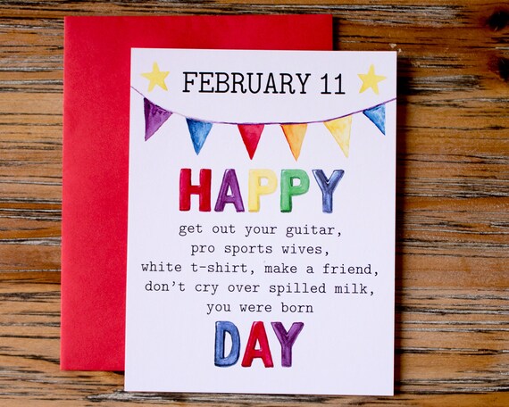 Feb. 11: Watercolor Holiday Birthday Card for Him or Her | Etsy