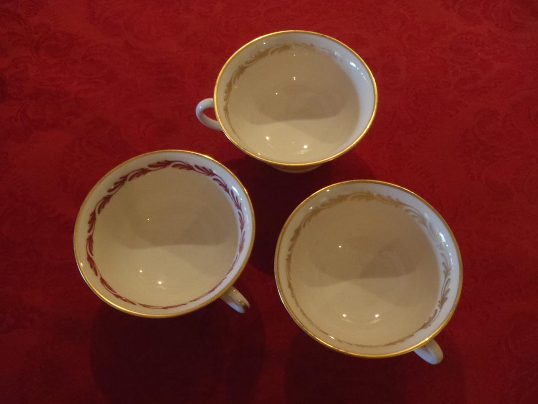 FRANCISCAN ARCADIA China Maroon and Gold Teacups Set of 3 - Etsy