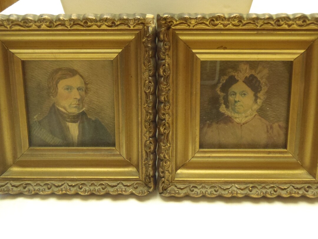 RARE Antique Early 1800s Capt. William West & Wife Sarah Poole Framed ...