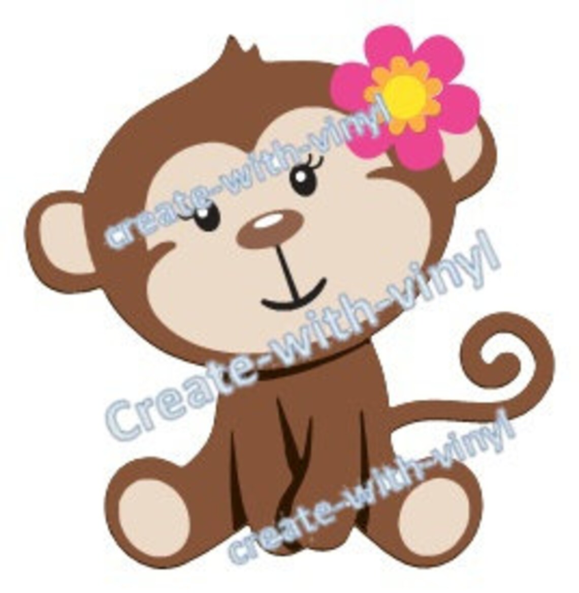 GIRL MONKEY SVG With Flower Can Also Make Without Baby | Etsy