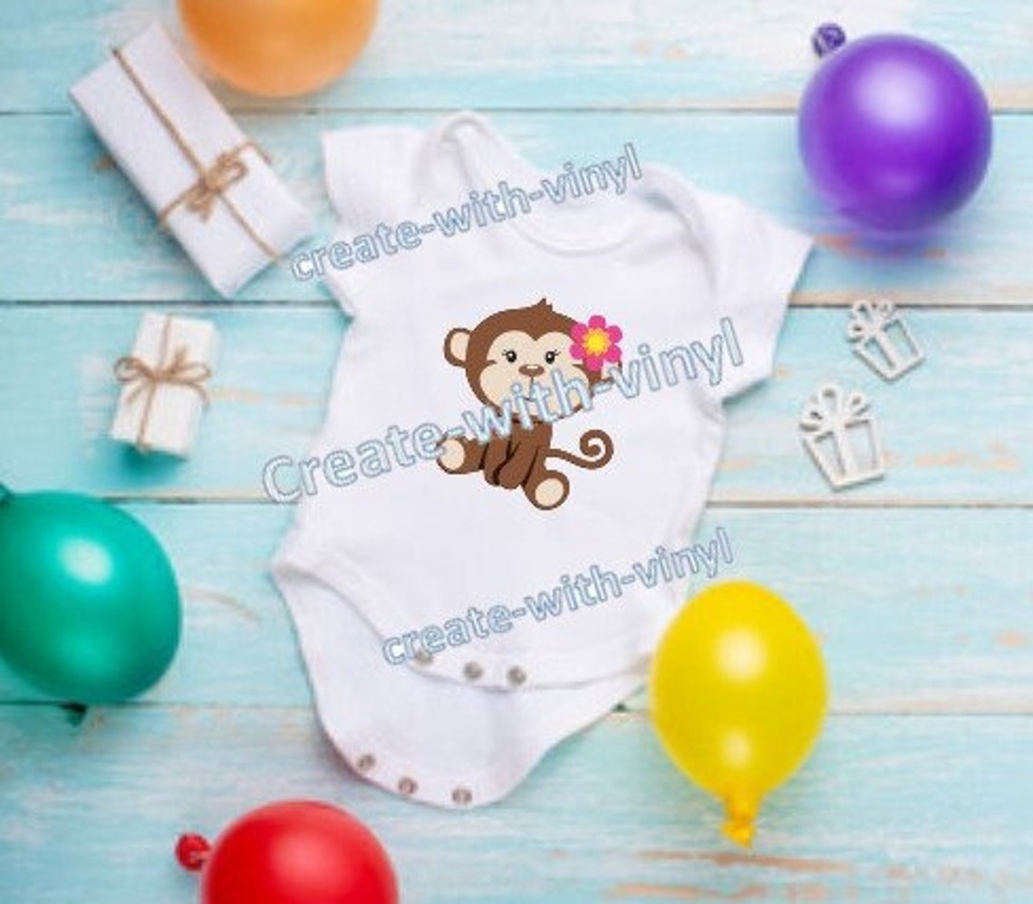 GIRL MONKEY SVG With Flower Can Also Make Without Baby | Etsy