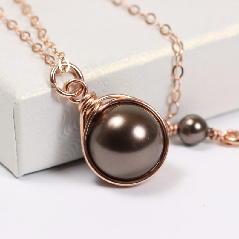 Chocolate Pearl Rose Gold - Etsy