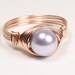 Light Blue Pearl Ring Wire Wrapped Jewelry Handmade Sterling Silver or ...