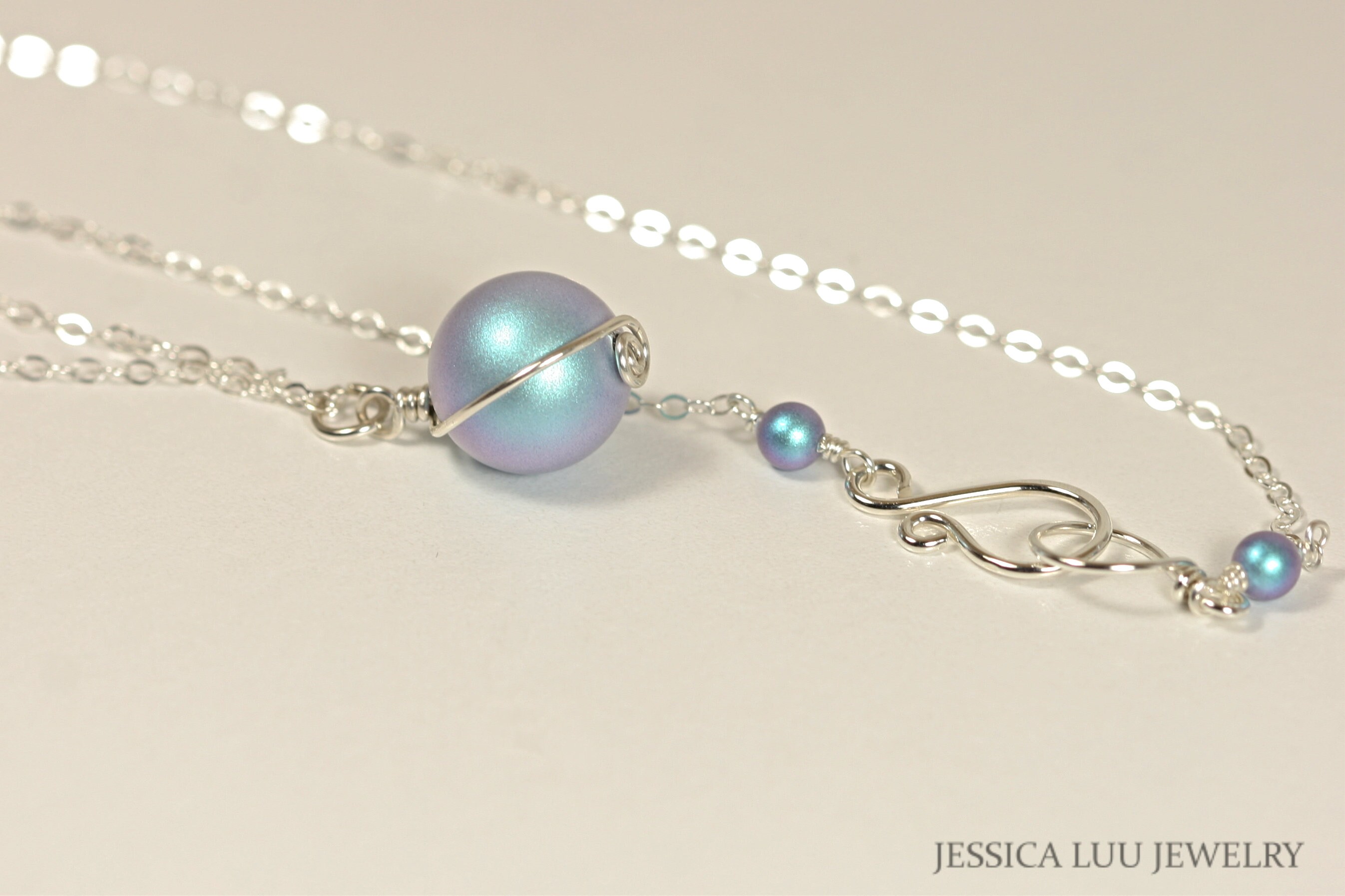 Light Blue Pearl Necklace Sterling Silver or 14K Gold Filled | Etsy