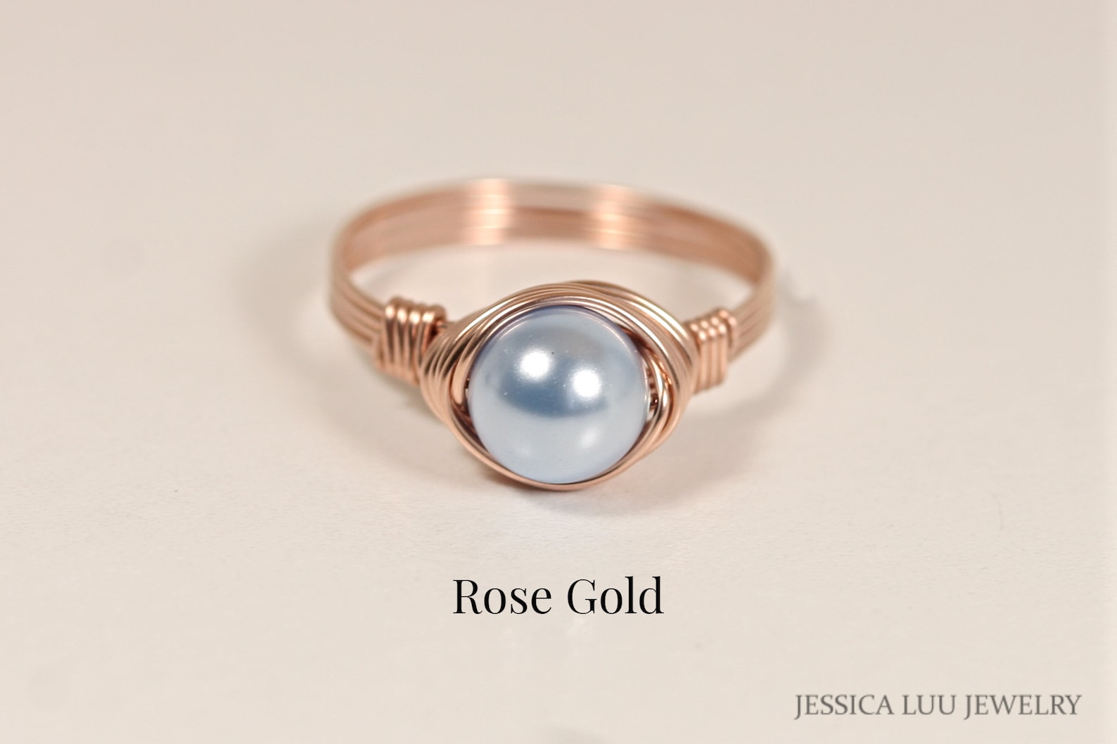 Light Blue Pearl Ring Wire Wrapped Jewelry Handmade Sterling - Etsy