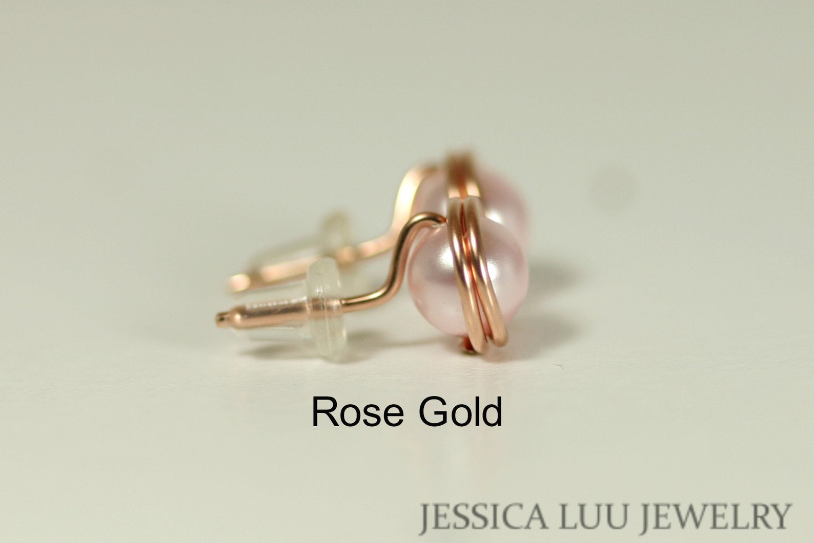 Light Pink Pearl Stud Earrings Rose Gold Earrings Bridal | Etsy