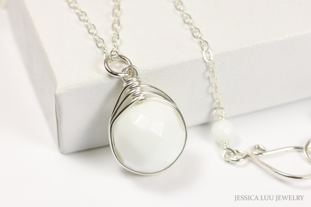 Sterling Silver Alabaster Necklace: Handmade Faceted Gemstone Pendant ...