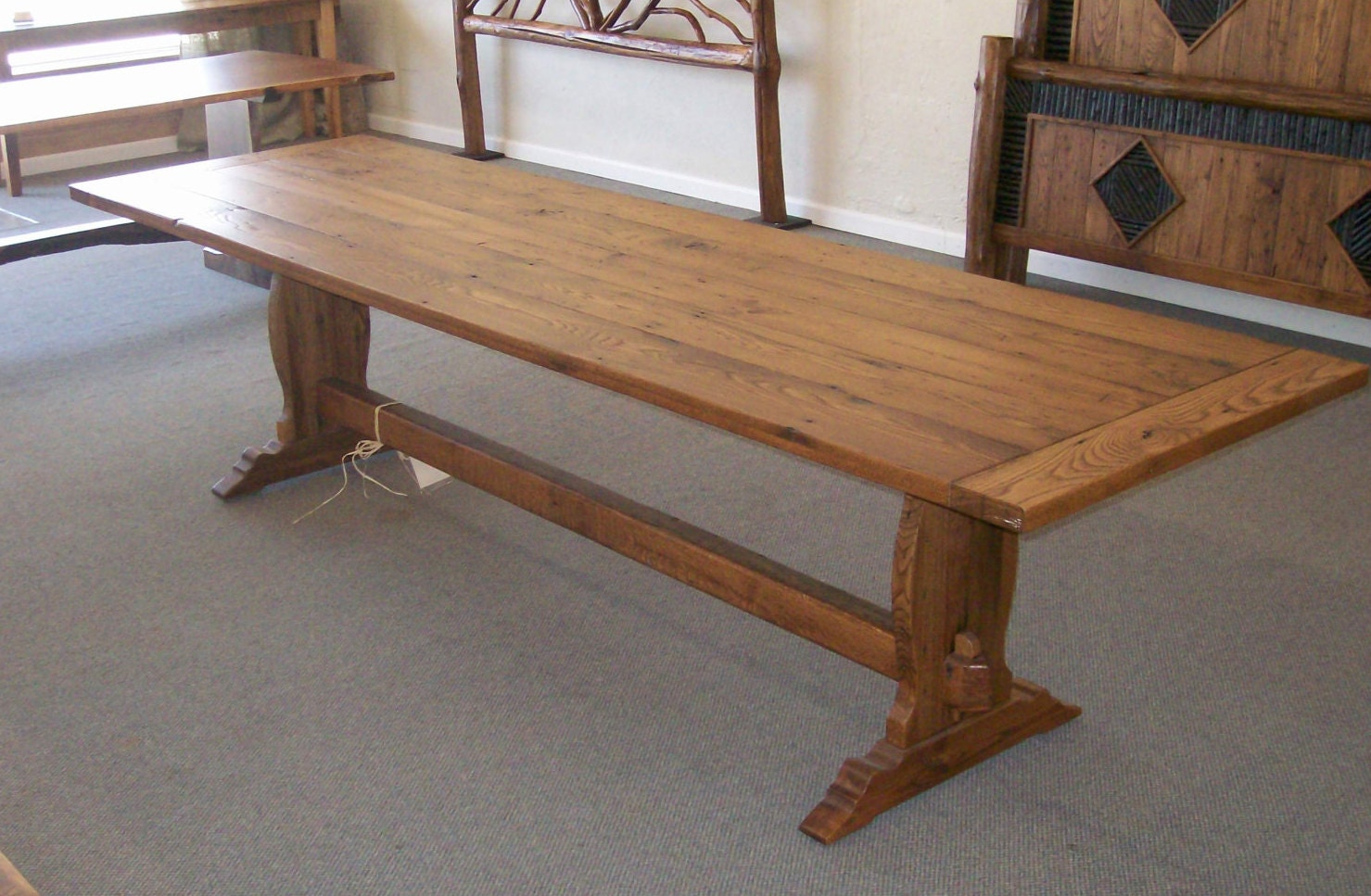 Beautiful Handcrafted Wormy Chestnut Trestle Dining Table. - Etsy