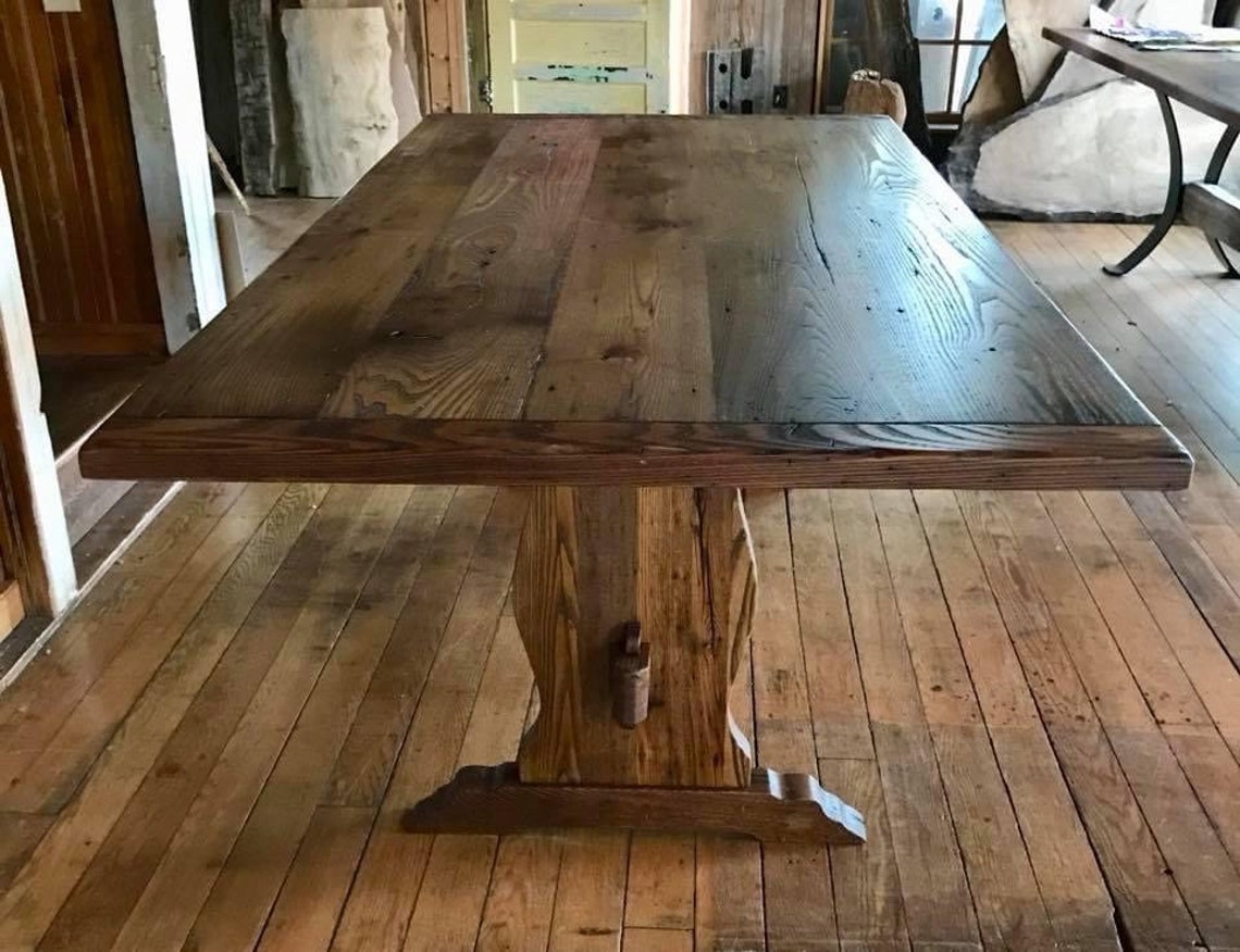 Beautiful Handcrafted Wormy Chestnut Trestle Dining Table. - Etsy