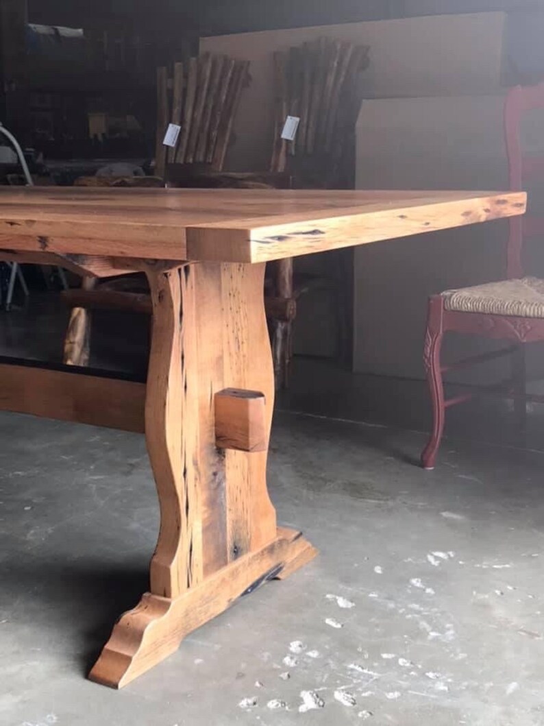 Beautiful Handcrafted Wormy Chestnut Trestle Dining Table. - Etsy