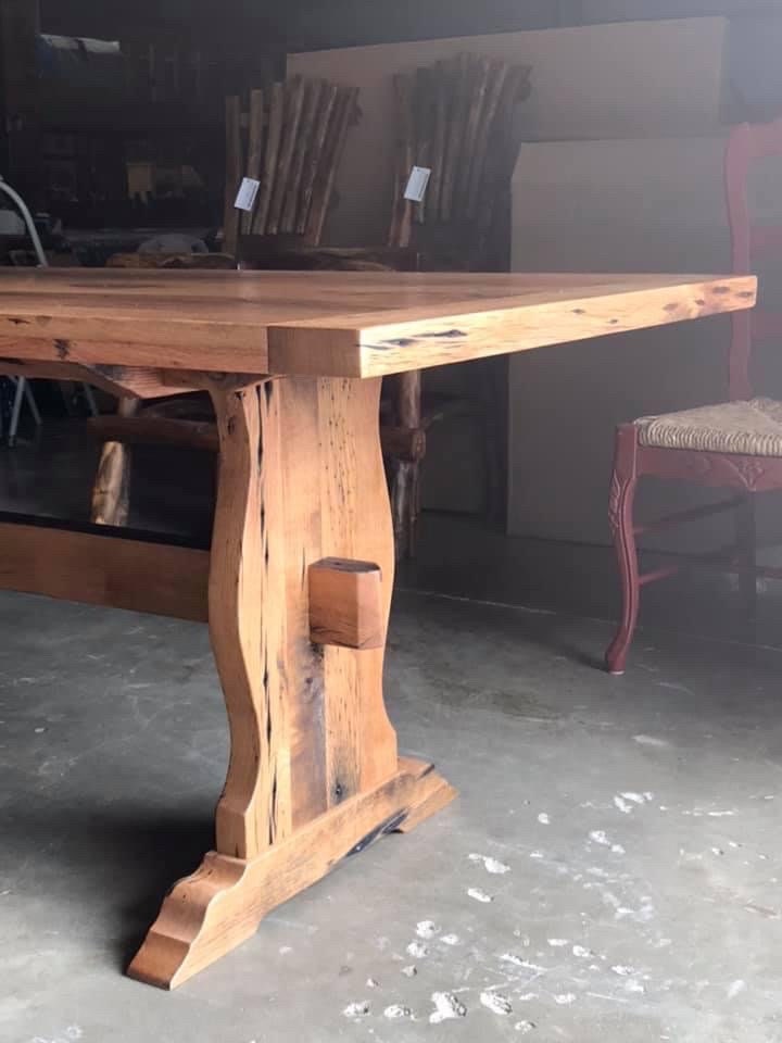 Beautiful Handcrafted Wormy Chestnut Trestle Dining Table. - Etsy