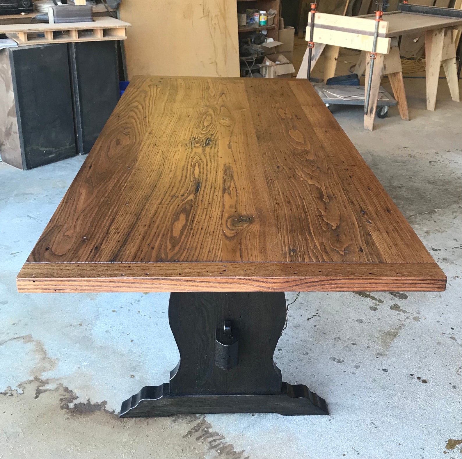 Beautiful Handcrafted Wormy Chestnut Trestle Dining Table. - Etsy