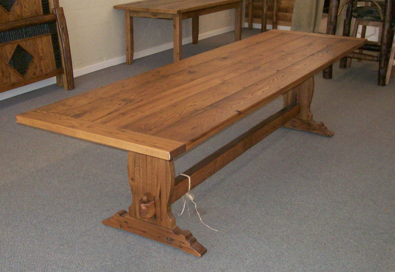 Beautiful Handcrafted Wormy Chestnut Trestle Dining Table. - Etsy