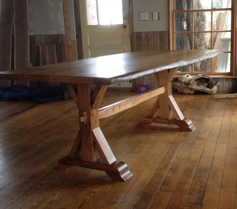Live Edge Chestnut X-base Trestle Table - Etsy