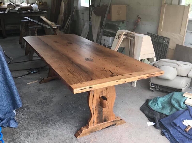 Beautiful Handcrafted Wormy Chestnut Trestle Dining Table. - Etsy