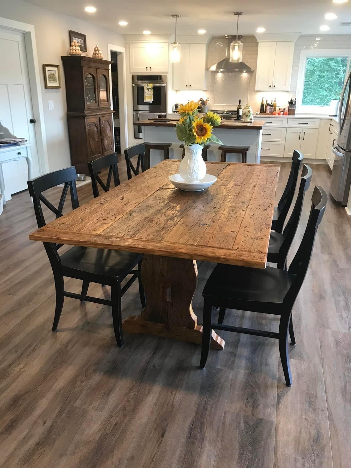 Beautiful Handcrafted Wormy Chestnut Trestle Dining Table. - Etsy