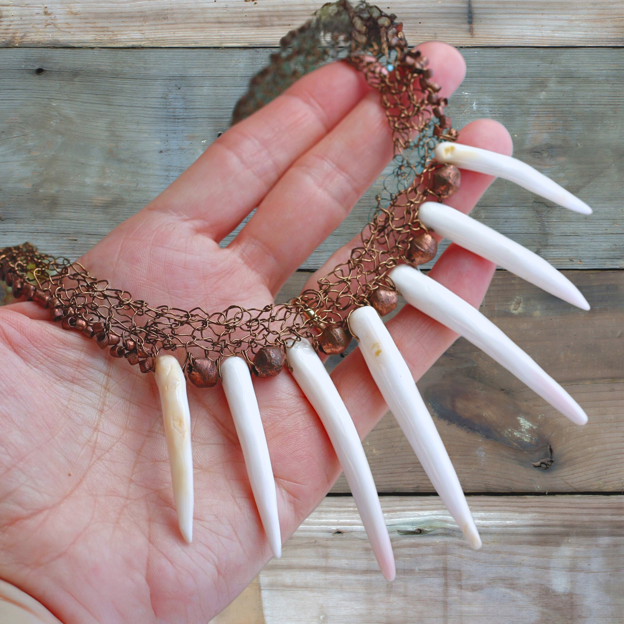 Tribal Seashell Necklace, Fairycore Gothic Jewelry, Unique Witchy Gift ...