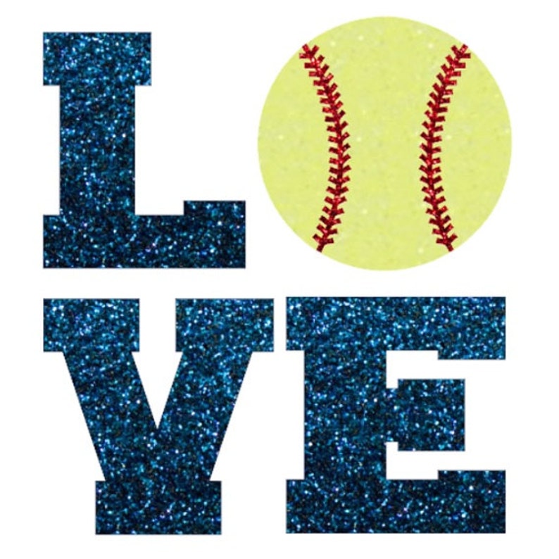 Glitter Softball LOVE Iron On Softball LOVE Iron on Transfer - Etsy