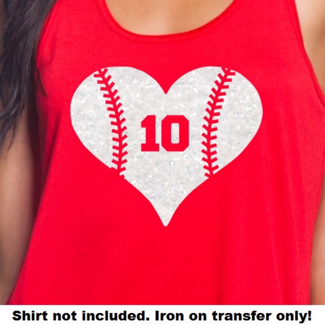 Glitter Baseball Heart Iron On, Baseball Girlfriend, Baseball Mom Iron ...