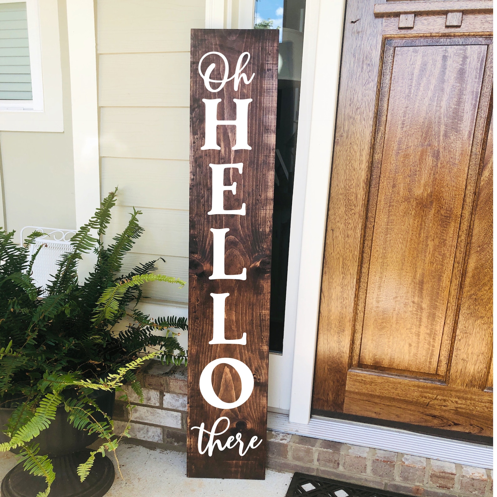 Oh Hello There, Front Porch Welcome Decal, Vertical Welcome Sign Decal ...