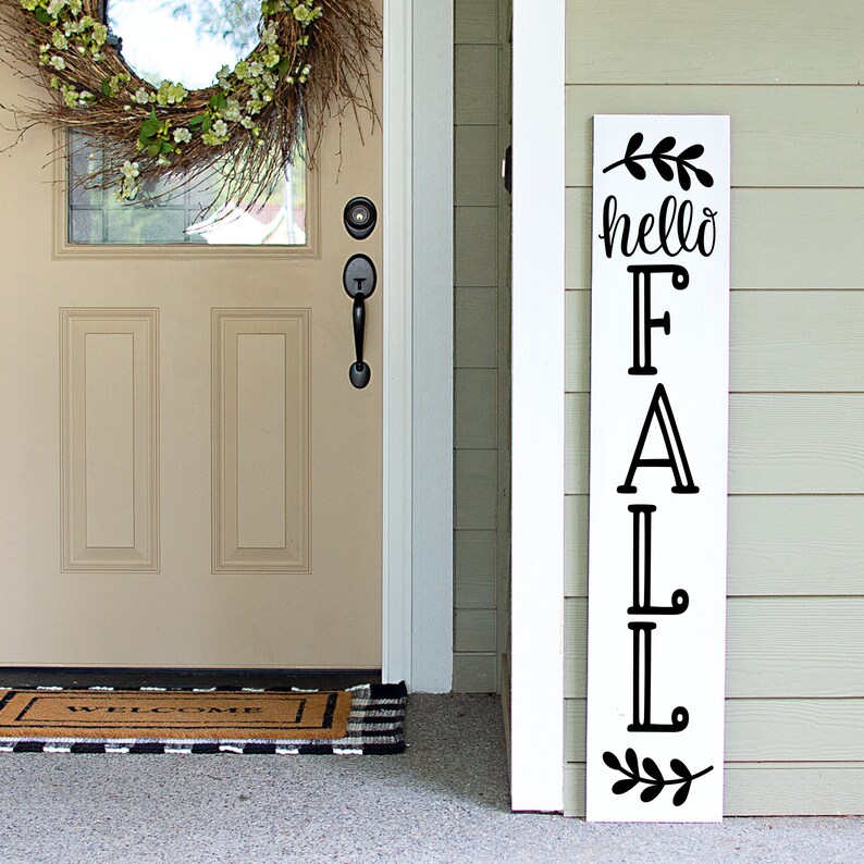 Hello Fall Porch Decal Porch Sign Decal Fall Porch Sign | Etsy