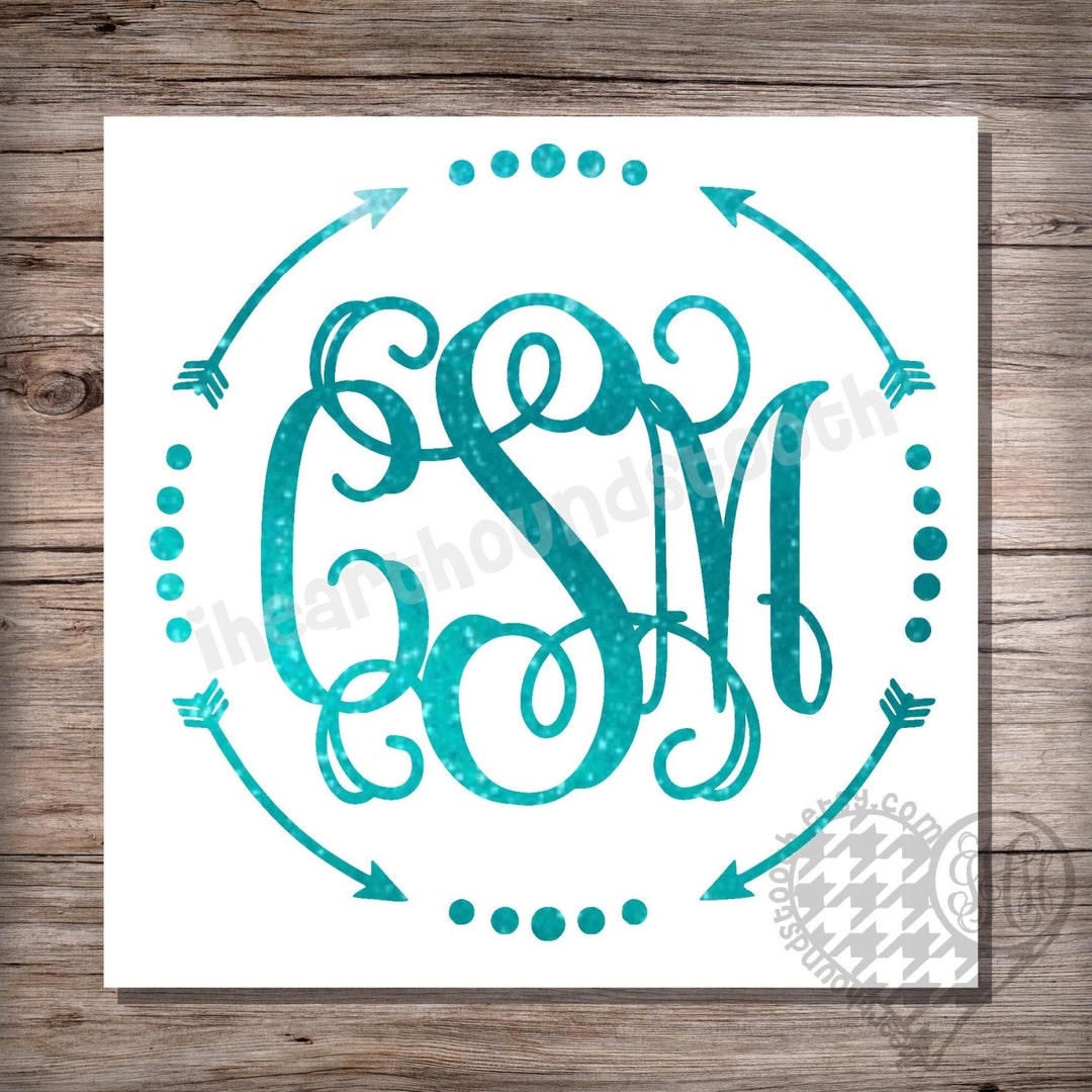 Arrow Monogram, Glitter Monogram Decal, Glitter Monogram Car Decal ...