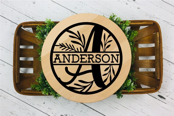 Custom Last Name Decal Monogram Initial With Last Name Round - Etsy