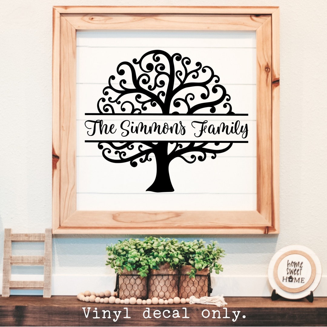 Family Tree Last Name, Custom Wall Decal, Personalized Tree Wall Decal ...