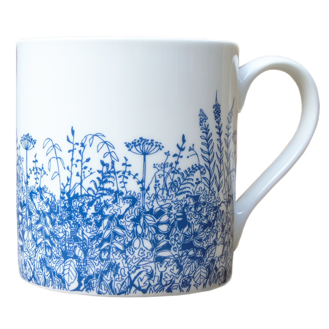 Bone China Blue Hedgerow Mug - Etsy UK