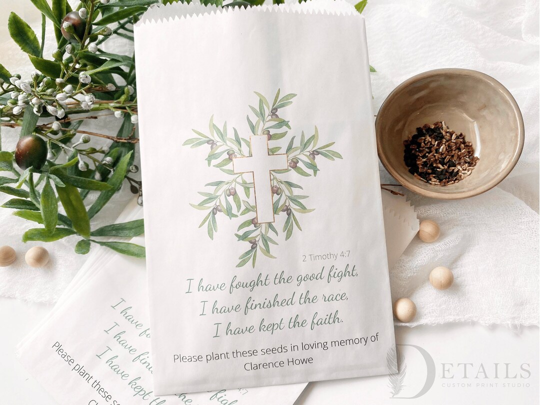 Christian Memorial Gift Bags, Memorial Favors, Flower Seed Bags (no ...