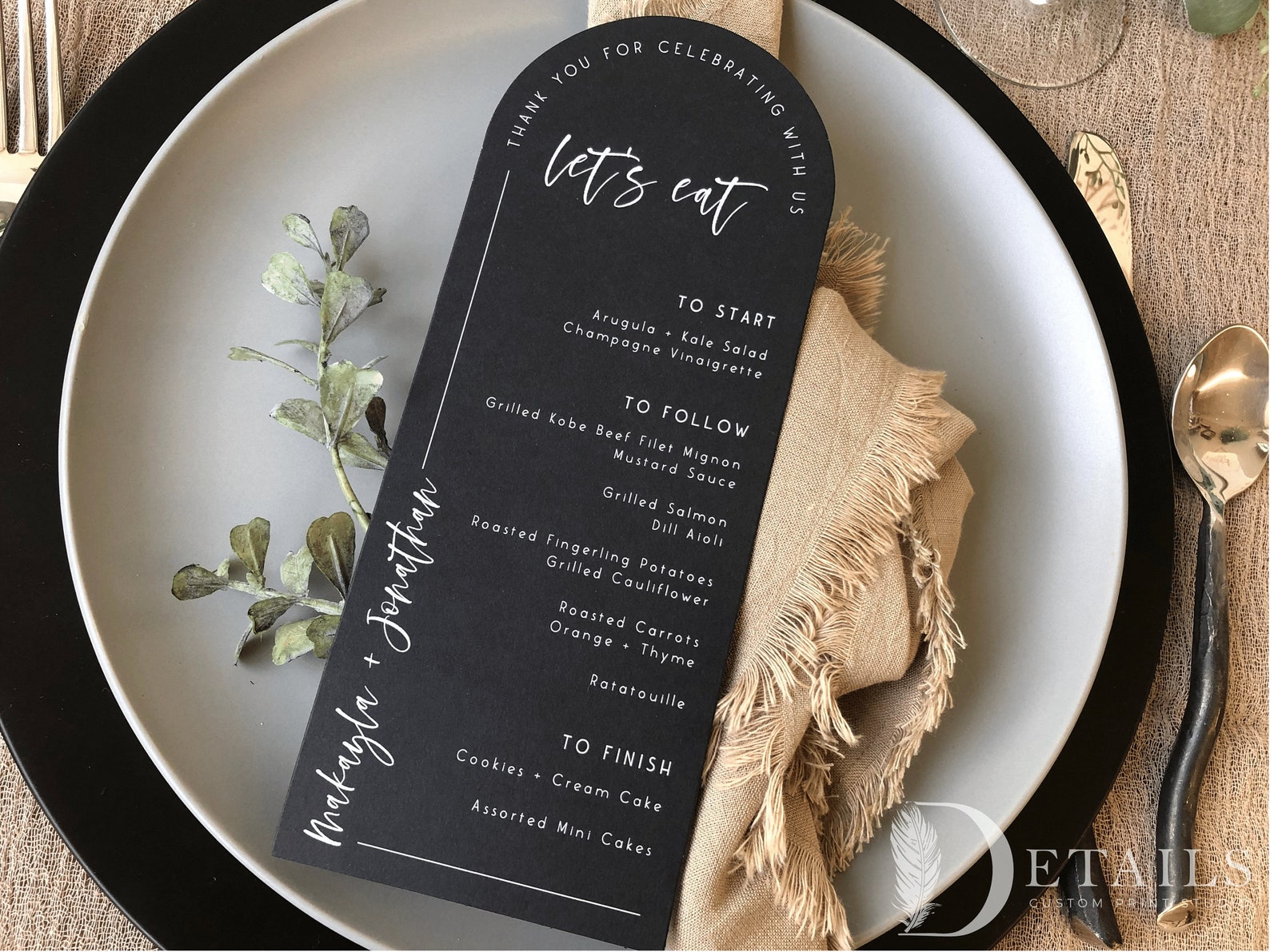 Wedding Dinner Menus Arch Shaped Menus Printed Menus Custom - Etsy