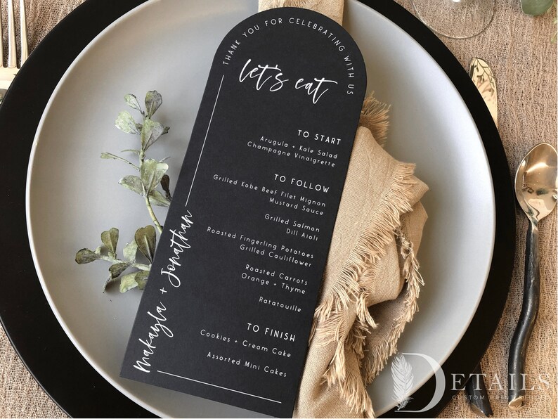 Wedding Dinner Menus Arch Shaped Menus Printed Menus Custom - Etsy