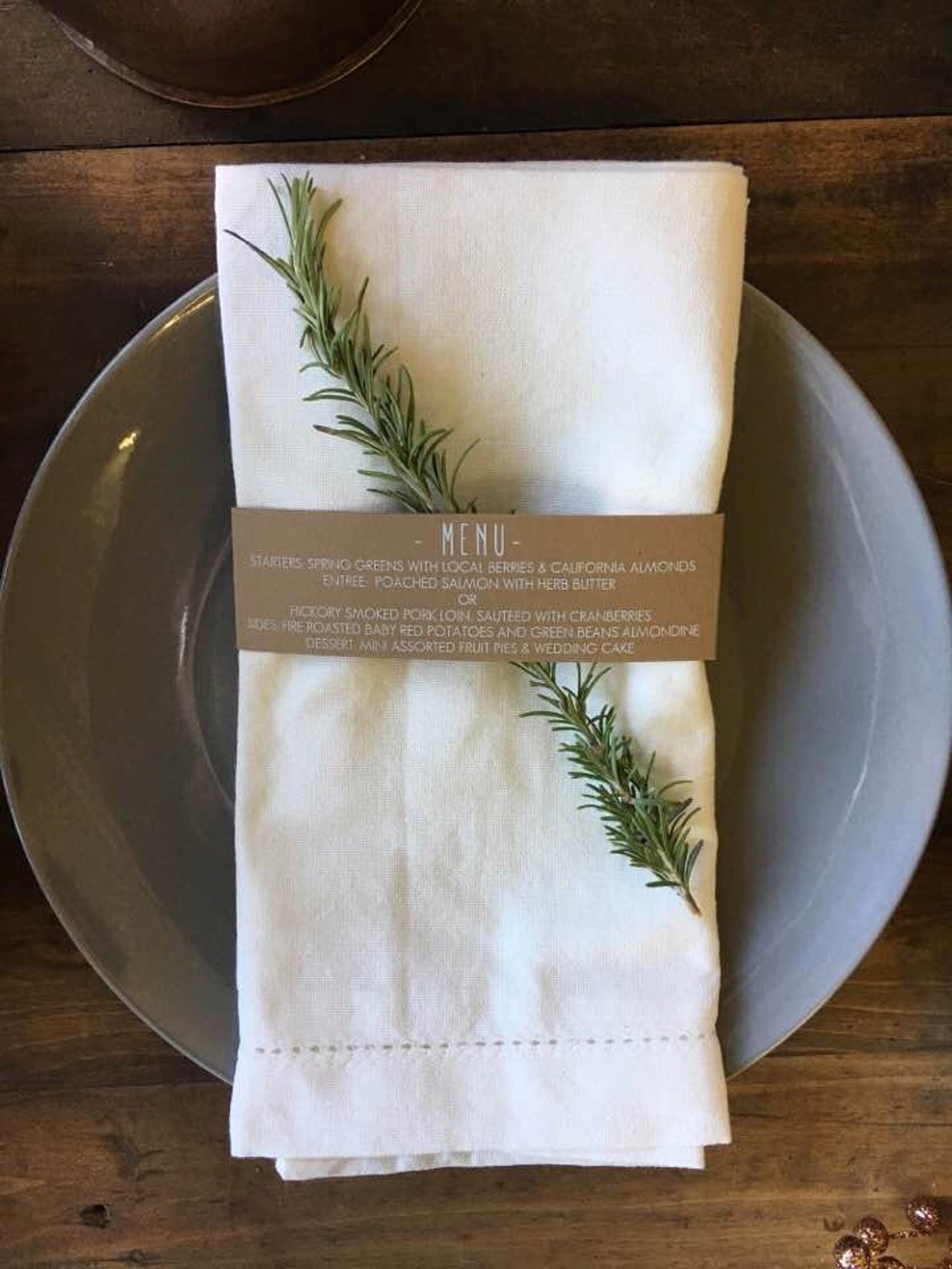 Wedding Menu Cards, Napkin Menu Wrap, Wedding Menu, Menu Cards, Elegant ...