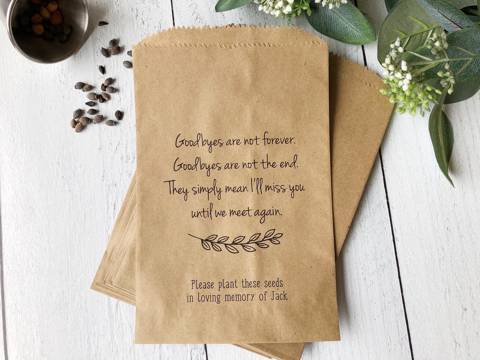 Memorial Gift Bags, Funeral Favors, Celebration of Life, Condolence ...