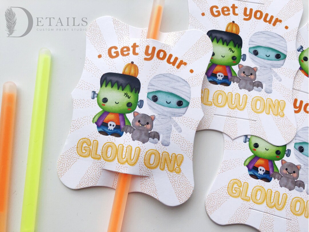 Glow Stick Favor Tags, Halloween Favor Tags, Halloween Teacher or ...