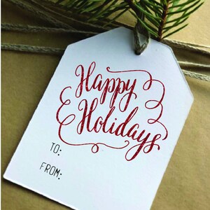 Christmas Gift Tags, Happy Holidays Tags, Printed Custom Tags, Set of ...
